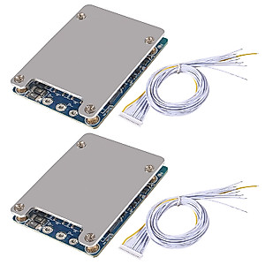 Lithium Battery Protection Board, AITRIP 2PCS 13S 48V 20A Li-ion Cell 18650 Battery Protection BMS PCB Board with Cable with Balance Function for 13S Battery Protection