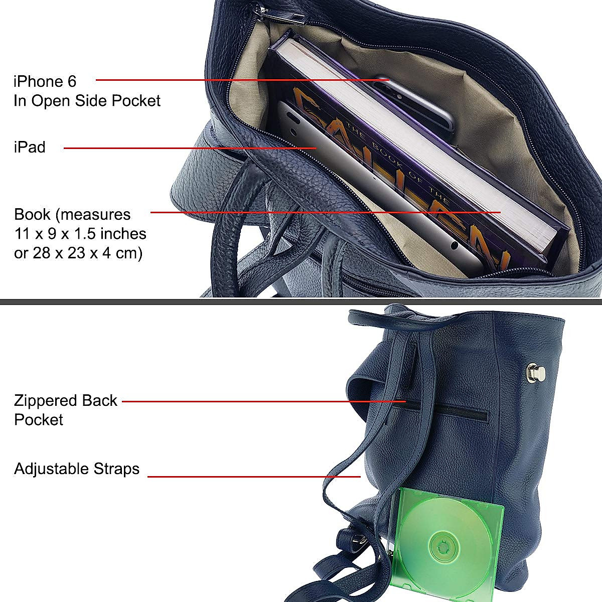 Fioretta Italian Genuine Leather Top Handle Backpack Purse Shoulder Bag Handbag For Women