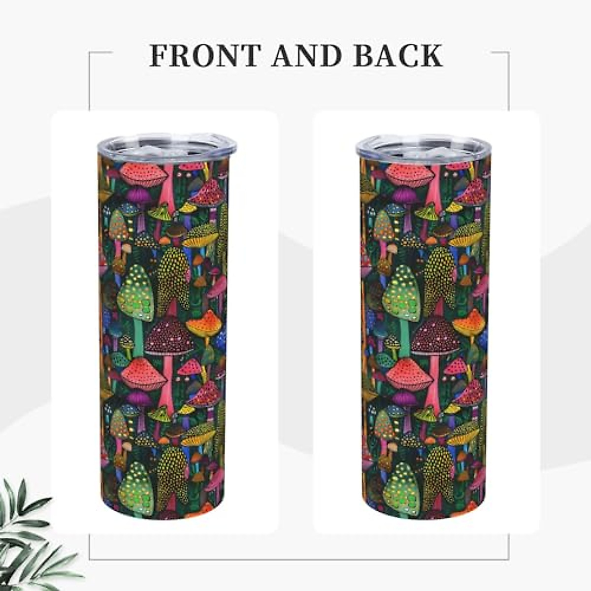 KrylDosxy Colorful Mushrooms 20 oz Stainless Steel Cups with Lid - Insulated Iced Coffee Travel Mug, Reusable Tumbler for Hot and Cold Drinks