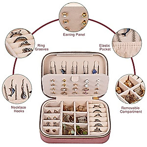 Dajasan Velvet Jewelry Box, Small Travel Jewelry Case, Portable Travel Jewelry Organizer Box for Women Girls (Pink)