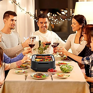 Indoor Grill, Smokeless Indoor Electric Grill & Griddle with Turbo Smoke Extractor Technology, Non-stick Cooking Surfaces, Tempered Glass Lid, 1500W Quick Heating, Great for Party