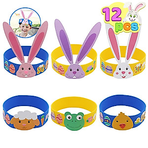 JOYIN 12 Pcs Easter Foam Headband for Easter Apparel Craft Kits with Rabbit Bunny, Chick, Frog, Lamb Headband for Hat & Mask Pretend Play, Dress-Up Party Accessory, and Theme Party
