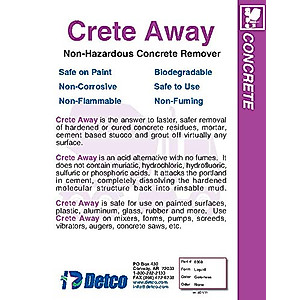 Crete Away Concrete Remover from Trucks, Mixers and Construction Equipment Mortar Grout and Stucco - Non Hazardous (1 Gallon)