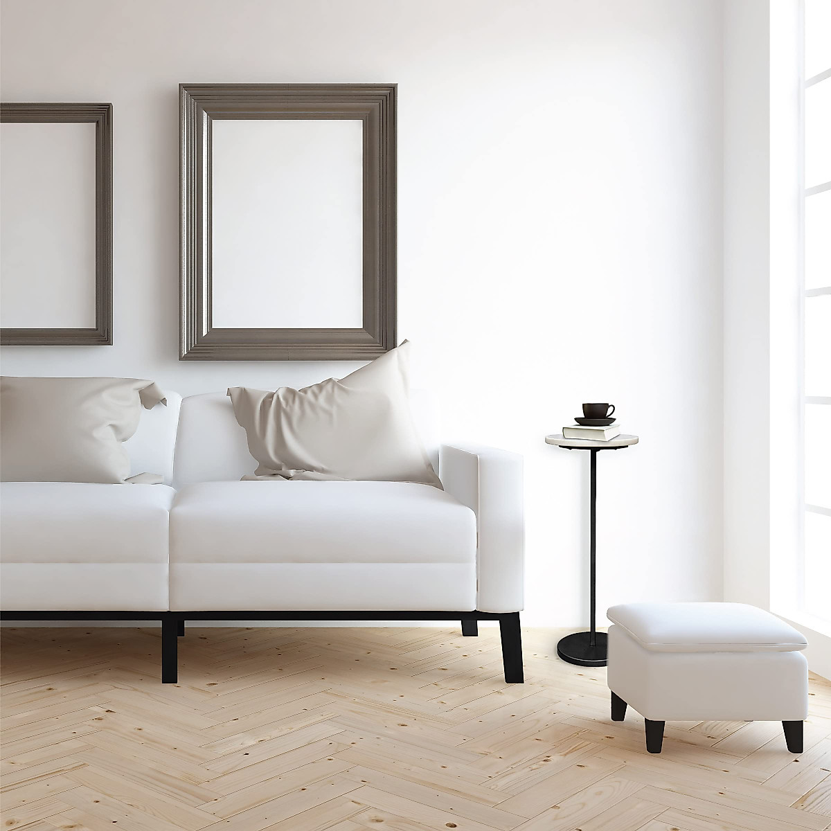 Bombay Elegant Marble Side Table Round, Small Accent Table Nightstand, Couch Table, Premium End Table for Bedside Tables, Living Room Tables, Coffee, and Sofa Table 10 x 26 inches (Black)