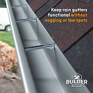 Quick Screw Gutter Hangers 5 Inch- 25 Pack - 5 Inch Gutter Clips with Bonus 6 Inch Drill Bit - Hidden Bracket Clips with Pre-Assembled Screw - Fix Sagging Rain Gutters