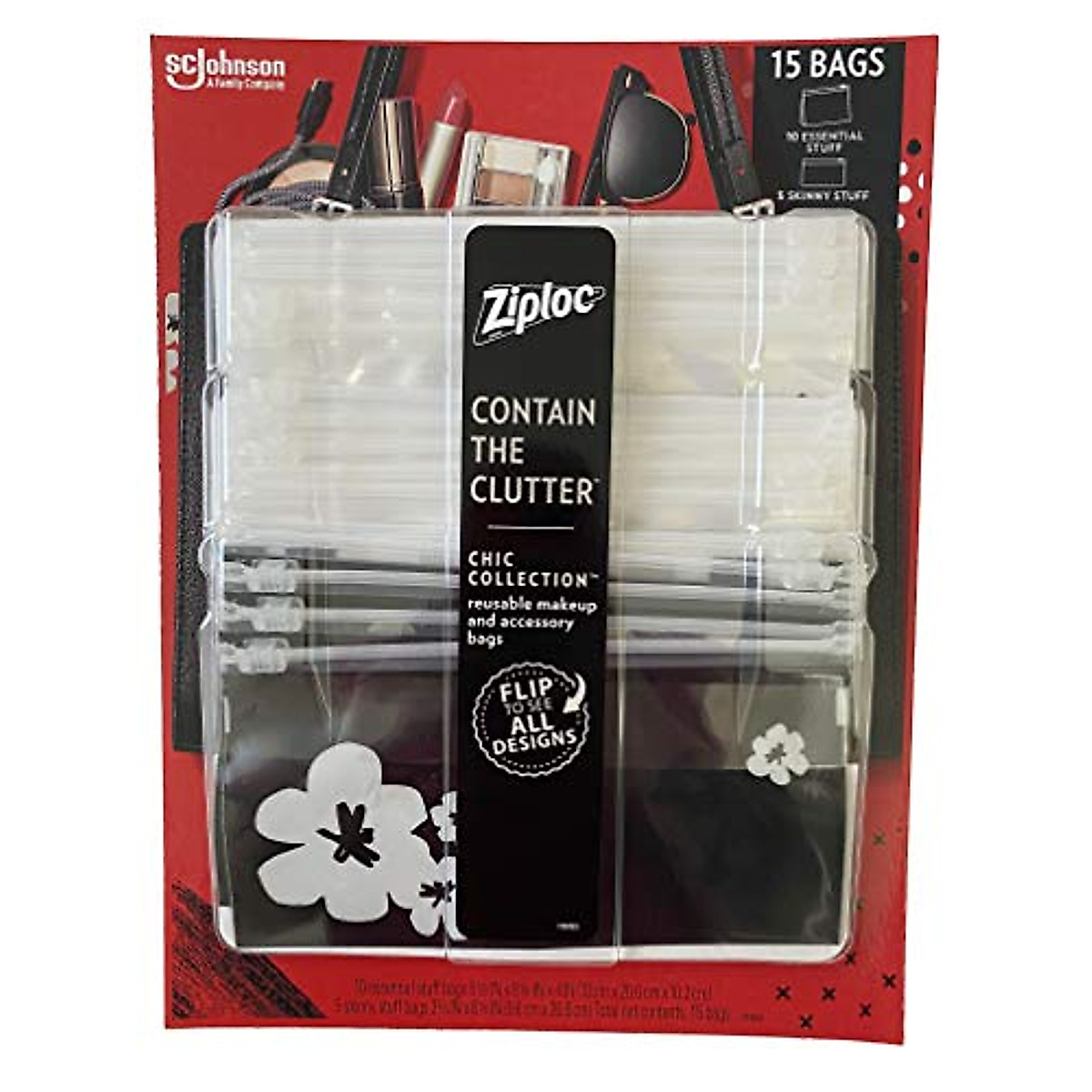 Makeup And Accessory Bags, Contain The Clutter, Use in Gym, Airport, Poolside, Desk, Date Night, Brushes, Lotion (15 Designs Bags) (Chic Collection)