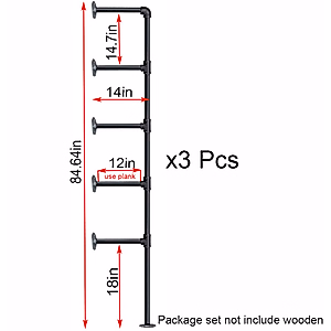 (14“Deep,3pcs)Industrial Retro Wall Mount Iron Pipe Shelf,DIY Open Bookshelf,Hung Bracket,Home Improvement Kitchen Shelves,Tool Utility Shelves, Office Shelves, Bookshelves and bookcases
