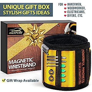 Tool Gifts for Men-Women Gadgets Magnetic Pickup Tool LED Light|Christmas Tool Gifts For Men Dad Husband|Unique Birthday Gifts and Magnetic Wristband for Holding Screws, Wrist Magnet, Gifts for Dad