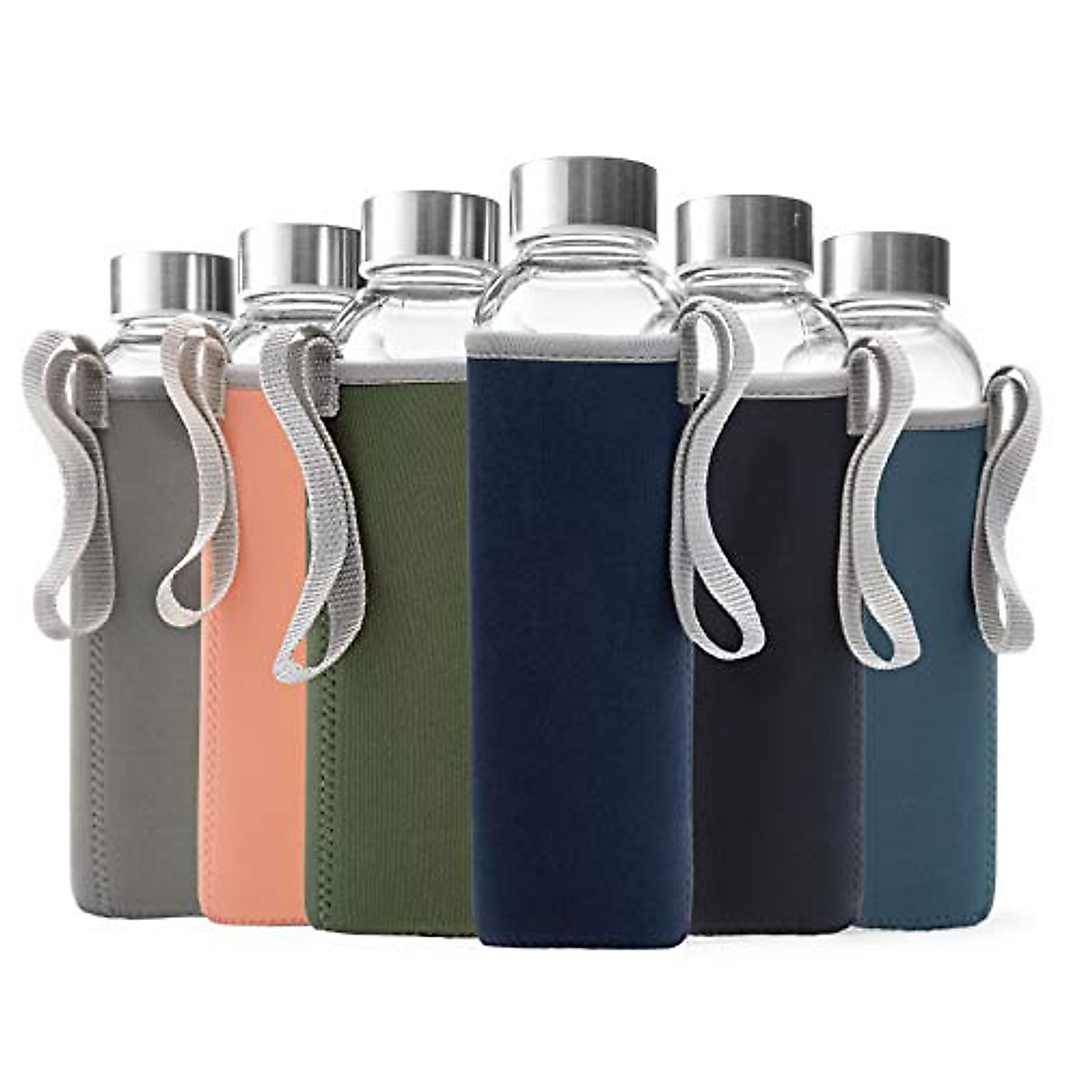 Epica 18-Oz. Glass Beverage Bottles, Set of 6 (Beverage Glasses + Sleeves)