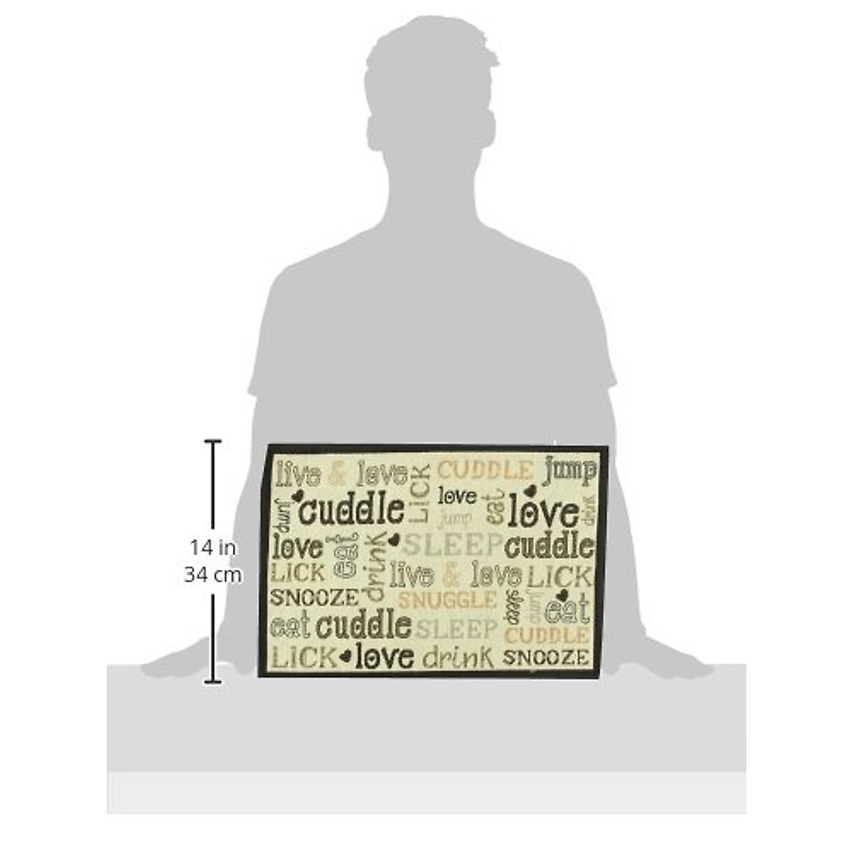 PetRageous 10218 Cuddles Tapestry Dog and Cat Non-Skid Machine Washable Placemat for Pet Feeding Areas with Rubber Backing 13-Inch by 19-Inch for Dogs and Cats, Multi-Colored, Off-White