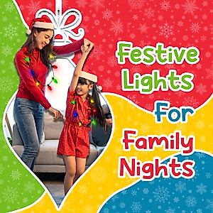 Windy City Novelties LED Christmas 9 Bulb Necklace with 6 Dynamic Light Modes for Adults and Kids Christmas Parties, Caroling, Gatherings & Party Favors