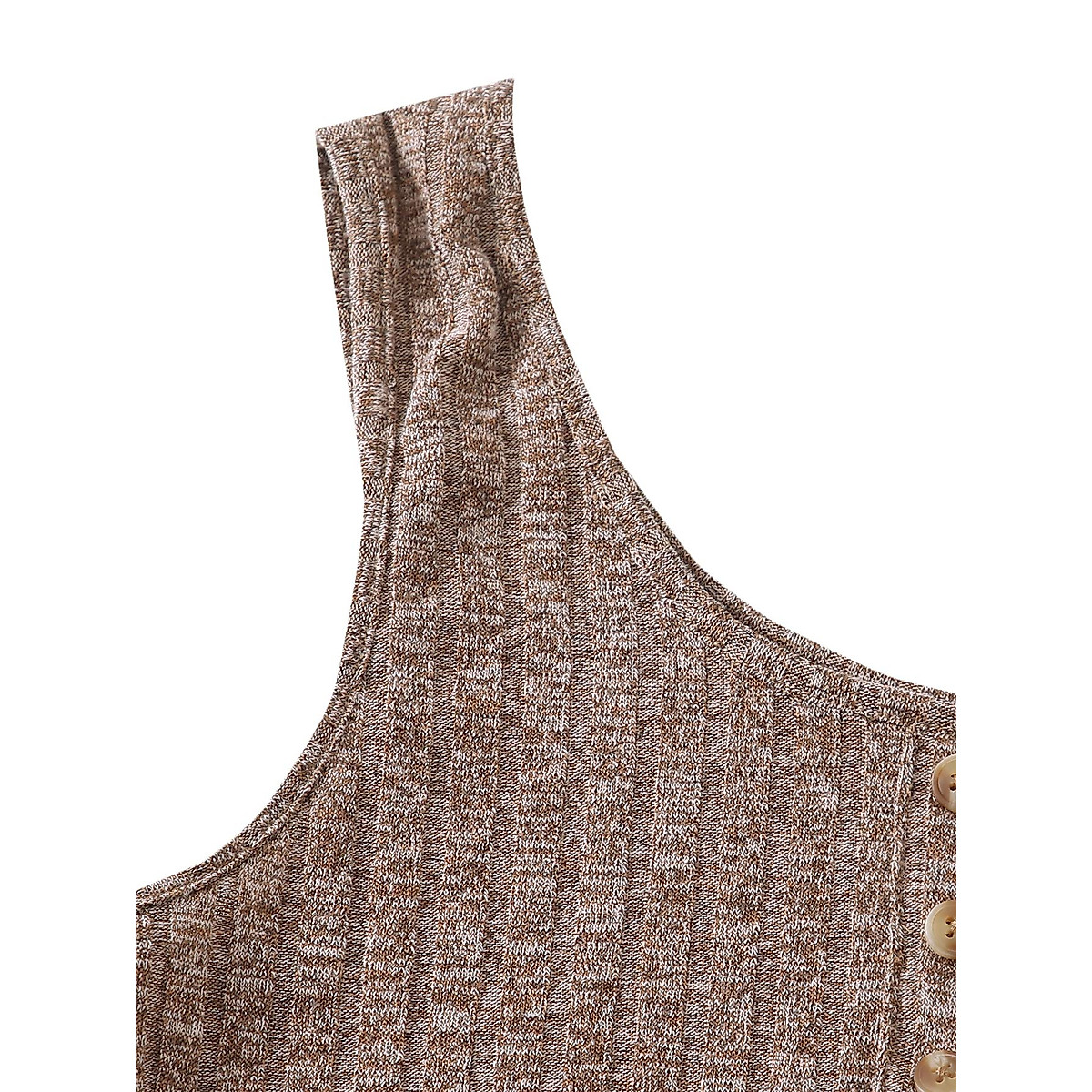 SOLY HUX Women's Button Front Ribbed Knit Tank Top and Shorts Pajama Set Sleepwear Lounge Sets Mocha Brown XL