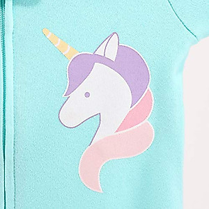 The Peanutshell Footed Baby Sleepers for Girls, Unicorn & Rainbow 3 Pack Set (9M) Pink