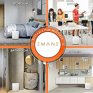 EMANE Motion Sensor Smart Garbage Bin with No Show Trash Bag Design - Durable & Waterproof Smart Trash Can for Bathroom - Slim Bathroom Trash Cans with Lids Fit Anywhere - Quiet Motion Trash Can