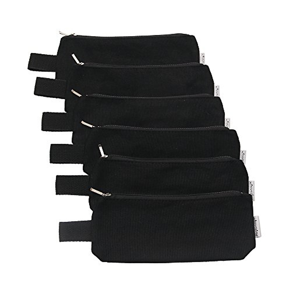 Augbunny Multi-Purpose 100% Cotton 12oz Canvas Zipper Pen Pencil Stationery Case Bag Cosmetic Makeup Pouch 6-Pack