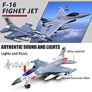 Lynkaye F-16 Fighting Falcon Thunderbirds Toy Army Air Force Military Airplane Model Kit with Fun Lights and Sounds (Bright White)