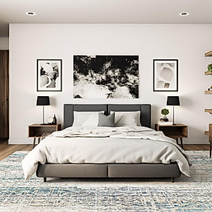 Area Rugs for Living Room, Vintage Washable Rug with Non-Slip Low-Pile Traditional Rugs Foldable Accent Distressed Rug Indoor Rug for Bedroom Dining Room Dorm Home Office (Beige Green Blue, 5' x 7')