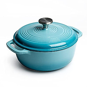 NUTRIUPS Enameled Cast Iron Dutch Oven Pot with Lid Cast Iron Pot 3-Quart (Gradient Blue)