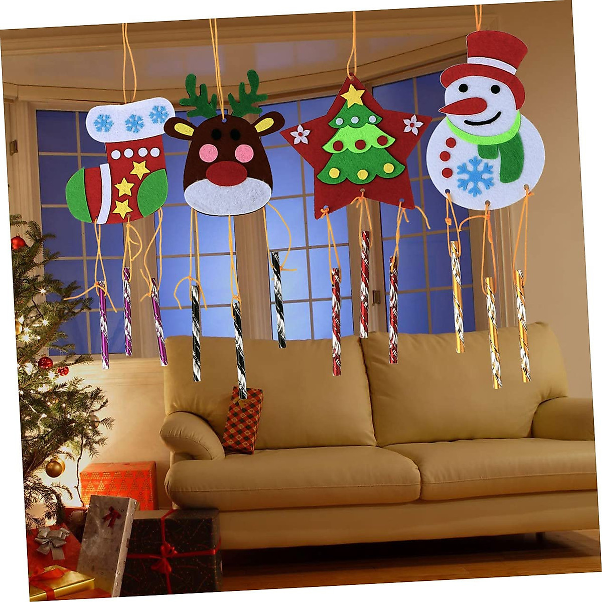 NOLITOY 4pcs wind chime Ornament animal manual indoor crafts outside toy Handbag Christmas DIY Bag hanging animal wind chime christmas tree suite christmas tree hanging ornament Materials