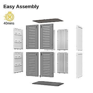 EAST OAK Outdoor Storage Shed, 53Cu.ft Vertical Resin Tool 4 x 6.6 FT Cabinet w/o Shelf for Garden, Patio, Backyard, All-Weather Outdoor Storage Clearance, Lockable with Floor