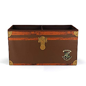 Harry Potter Hogwarts 24-Inch Foldable Storage Chest | Fabric Basket Container, Cube Organizer With Handles | Collapsible Brown Cubby Cube Closet Organizer