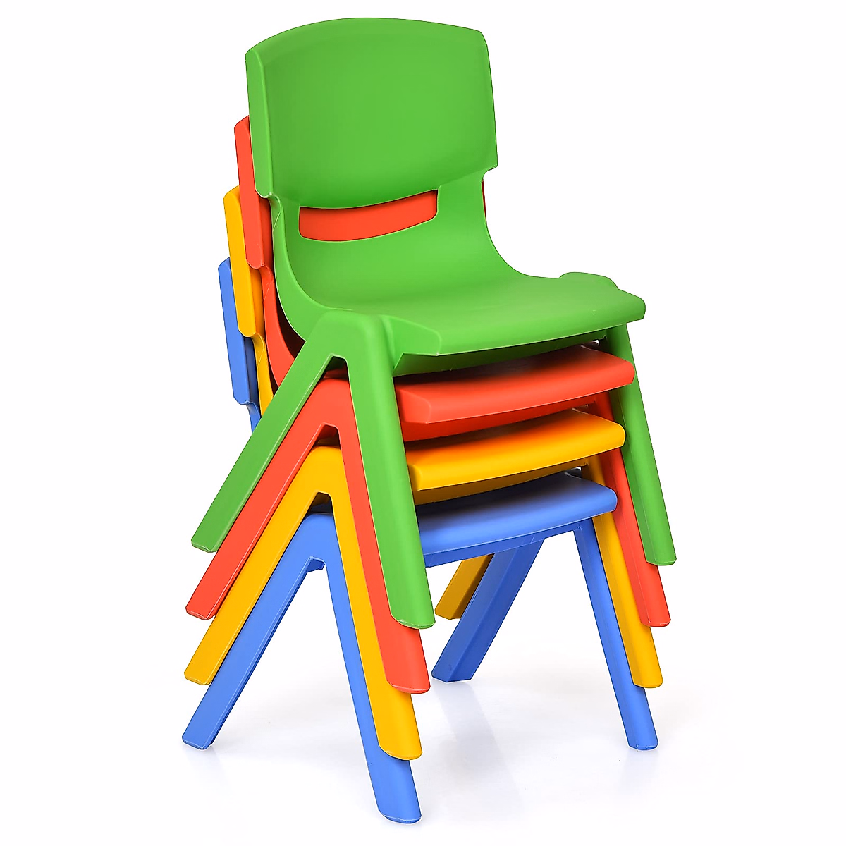 Costzon Kids Chairs, Stackable Plastic Learn and Play Chair for School Home Play Room, Colorful Chairs for Toddlers, Boys, Girls (Multicolor, 4 Chairs)
