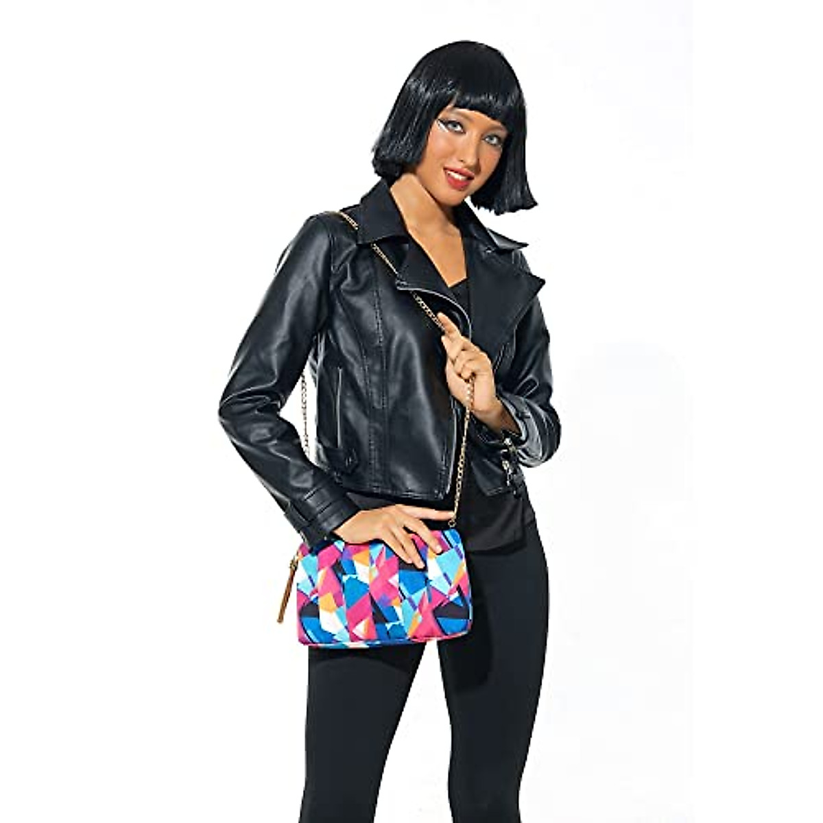 JURLEA Fashion Clutch Purse Silk Shoulder Tote Bags Colorful Crossbody Bags for Women Top-Handle Handbags (Colorful- MH2)