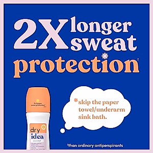 Dry Idea Roll-On Deodorant & Antiperspirant | 2X Longer Sweat Protection | 72-Hour Odor Protection | Unscented & Hypoallergenic for Sensitive Skin, 3.25 oz.