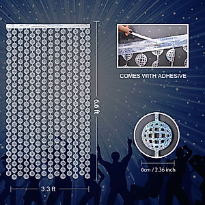 MENSTARSI Disco Party Decorations, 4 Pack Disco Ball Photo Booth Props,3.3x6.6 ft Silver Foil Fringe Curtains Photo Backdrop for The 70s & 80s Last Disco Bachelorette, Decades, Taylor Party Decor