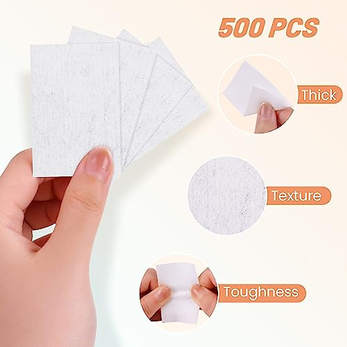 500PCS Nail Polish Remover, Lint Free Nail Wipes Super Absorbent Gel Nail Polish Remover Cotton Pads for Acetone Nail Polish Remover Nail Wipes for Acrylic Gel Nails Clean, White