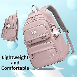 Aesthetic Laptop Backpack Kawaii Backpack Back to School Anti Theft Slim Durable Backpack with Large Capacity (Pink)