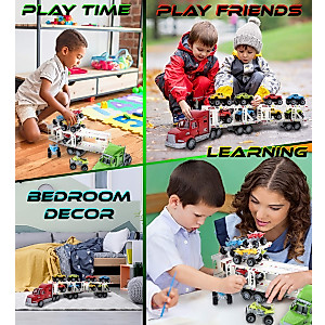 Mozlly Friction Powered ATV or Monster Truck Hauler Playset for Boys and Girls - Toy Car Carrier Truck Toy, Perfect ATV or Monster Truck Trailer Set for Pretend Play or Birthday Gift - Styles May Vary