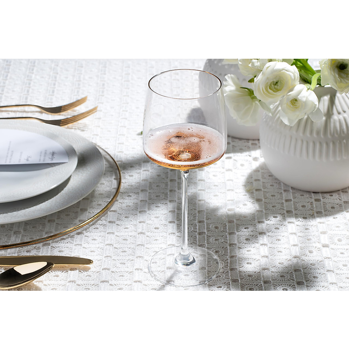 Barski - Handmade Glass - Wine Goblat - Decororated And Dipped in 20 K gold on the bottom - 16 oz. - Gift Boxed - Made in Europe - Set of 4