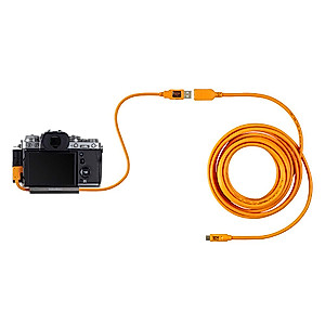 TetherPro USB 3.0 to USB-C Right Angle Adapter Cable | for Fast Transfer and Connection Between Camera and Computer | High Visibility Orange | 20 inches (50 cm) | Tether Tools