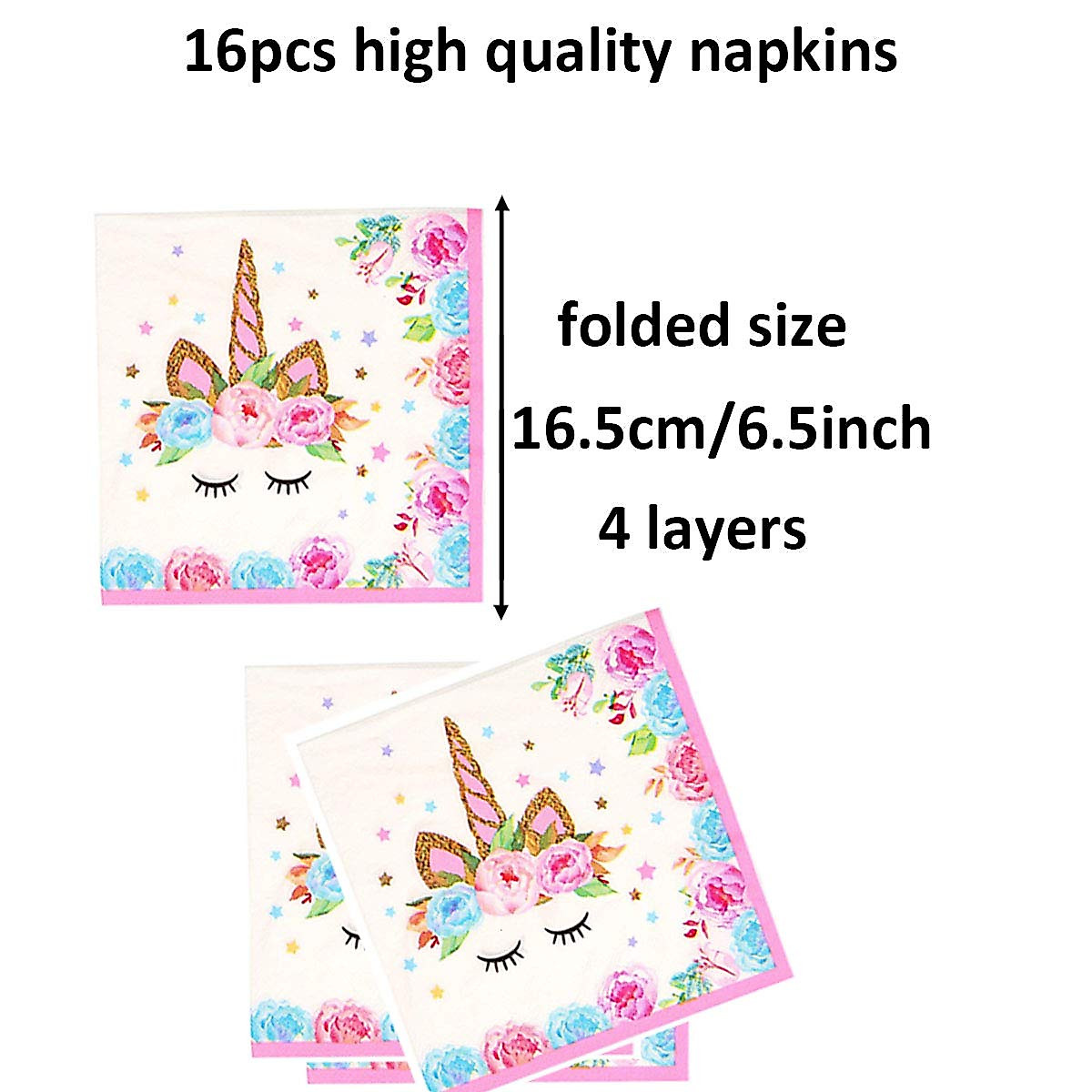 ZSNICE Unicorn Birthday Decorations Pack Supplies Tableware for 16 Guests, 1*Table Cloth/Cover, 16*Cups, 16*Plates, 16*Napkins, 1*Happy Birthday Banner, 1*Huge Size Unicorn, 10*Pink Balloons