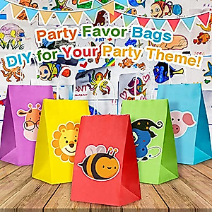 SHOPDAY 36 PCS Party Favor Bags 8x4.25x10.5 Gift Bags with Handles Bulk, Rainbow Kraft Paper Bags Goodie Bags 6 Assorted Colors Birthday Gift Bags Medium Sizes for Kids Wedding Craft Baby Shower Christmas