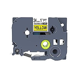 IDIK 1PK Black on Yellow Flexible ID Cable and Wire Label Tape Compatible for Brother P-Touch TZe-FX651 TZ FX651 Tze FX651(24mm x 8m)