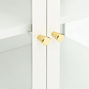 Homvdxl Metal Sideboard Buffet Cabinet, Kitchen Storage Cabinet with 2 Glass Doors & Adjustable Shelves, Double Wide Buffets Table for Bar, Dining Room, Cupboard Console Table 28x14x28 White