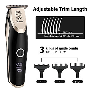 Mefor Beard and Hair Trimmer, Professional Clippers Haircut Kit,Cordless Men's Trimmer with T-Blade,3 Adjustable Speeds,Blade Lubricating Oil,LED Display Guide Combs for Family Use
