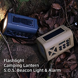 Leehoos Emergency Portable Radio, 3000mAh NOAA/AM/FM Weather Waterproof Radio for Power Outage, Hurricane, Disaster, Survival, with Solar Charge, SOS Alarm, Flashlight, Power Bank, Compact Hand Crank