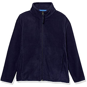 Amazon Essentials Boys' Polar Fleece Full-Zip Mock Jacket, Navy, Small