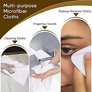 Orighty Washcloths 48 Pack, Ultra Soft Face Cloths 12 x 12 inch, Absorbent & Quick Drying Coral Velvet Washcloth Bulk, Multi-Purpose Face Cloth for Household, Cleansing and Sport (White)