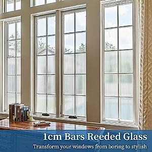 FEOMOS Reeded Glass Film, Window Privacy Film, 3D Glass Decals Film, Decorative Film for Window Door Cabinet Non Adhesive Anti UV 17.7 x 78.7 inches