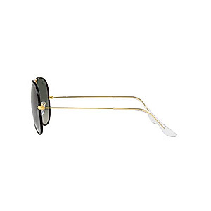 Ray-Ban RB3025JM Classic Full Color Metal Aviator Sunglasses, Black On Legend Gold/Grey Gradient, 58 mm