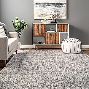 nuLOOM Marlow Machine Washable Soft Shaggy Faux Sheepskin Area Rug, 4' x 6', Light Grey