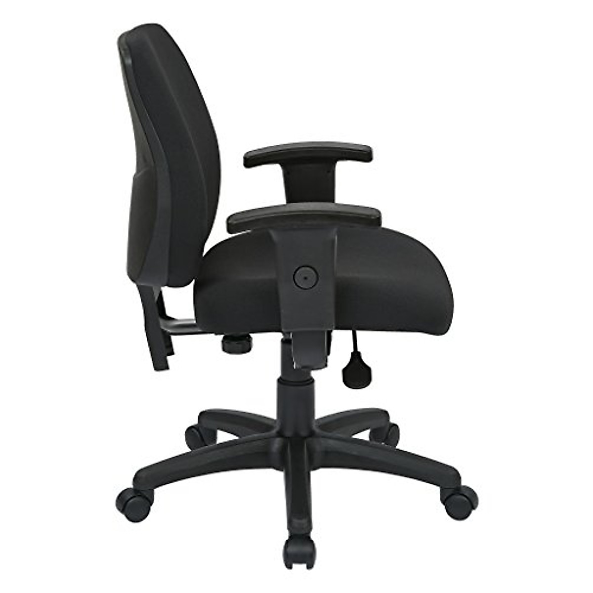 Office Star Deluxe Adjustable Office Task Chair with Ratchet Back Height Adjustment and Thick Padded Seat, with Arms, Coal FreeFlex