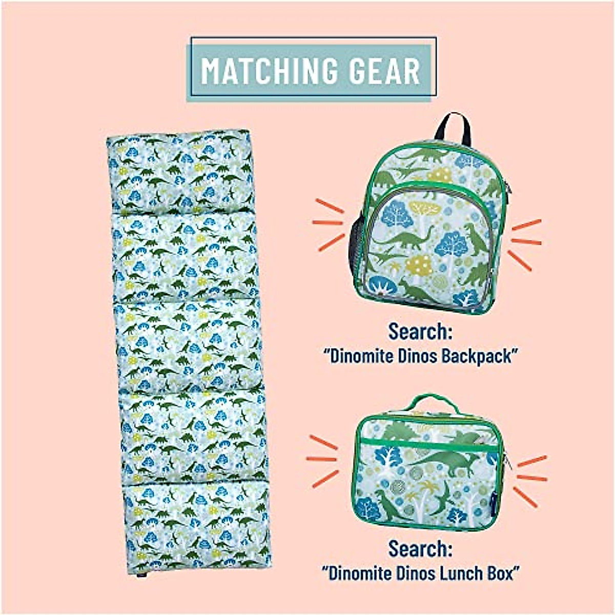 Wildkin Kids Floor Lounger: Ideal for Boys and Girls, Travel-Friendly, Perfect for Sleepovers - Pillow Lounger for Kids, Requires Standard Size Pillows Not Included (Dinomite Dinosaurs)