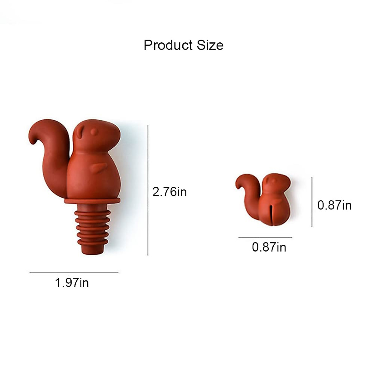 6+1PCS Squirrel Shapes Wine Stopper Set, Silicone Wine Bottle Stopper, Reusable Fun Animal Bottle Stopper, Gift Box Package Bottle Stoppers Set
