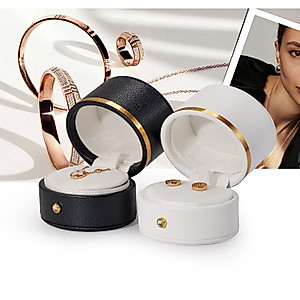 Oirlv Leather Ring Box Engagement Proposal Wedding Ring Gift Box Multifunctional Jewelry Case for Earring Necklace(White)