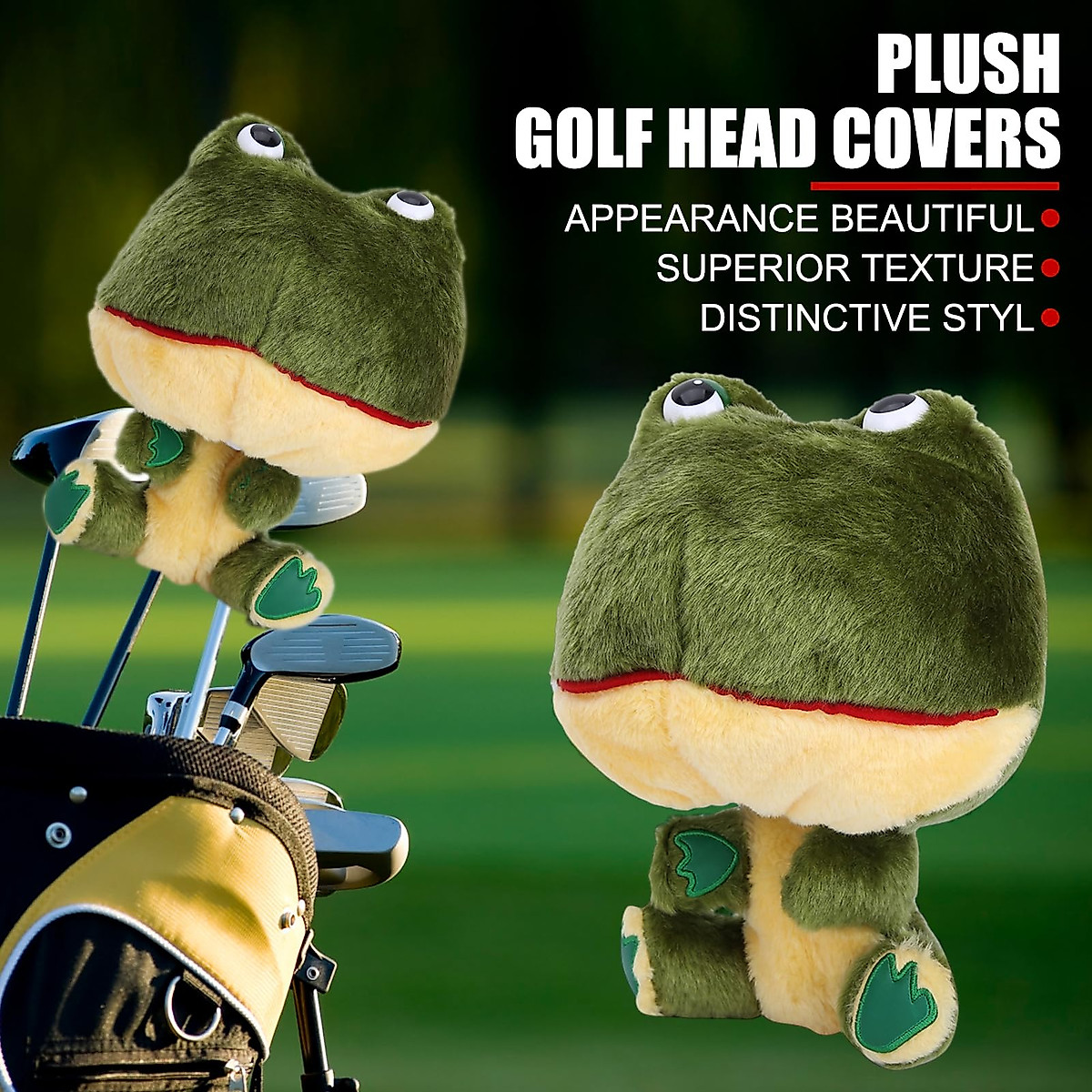 Golf Club Covers,1 pcs Plush Golf Head Covers Club Protective Driver Headcover Frog Shape,Golf Gift & Golf Bag Accessories